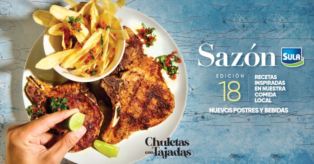 Chuleta con tajadas y el sazón de los productos Sula